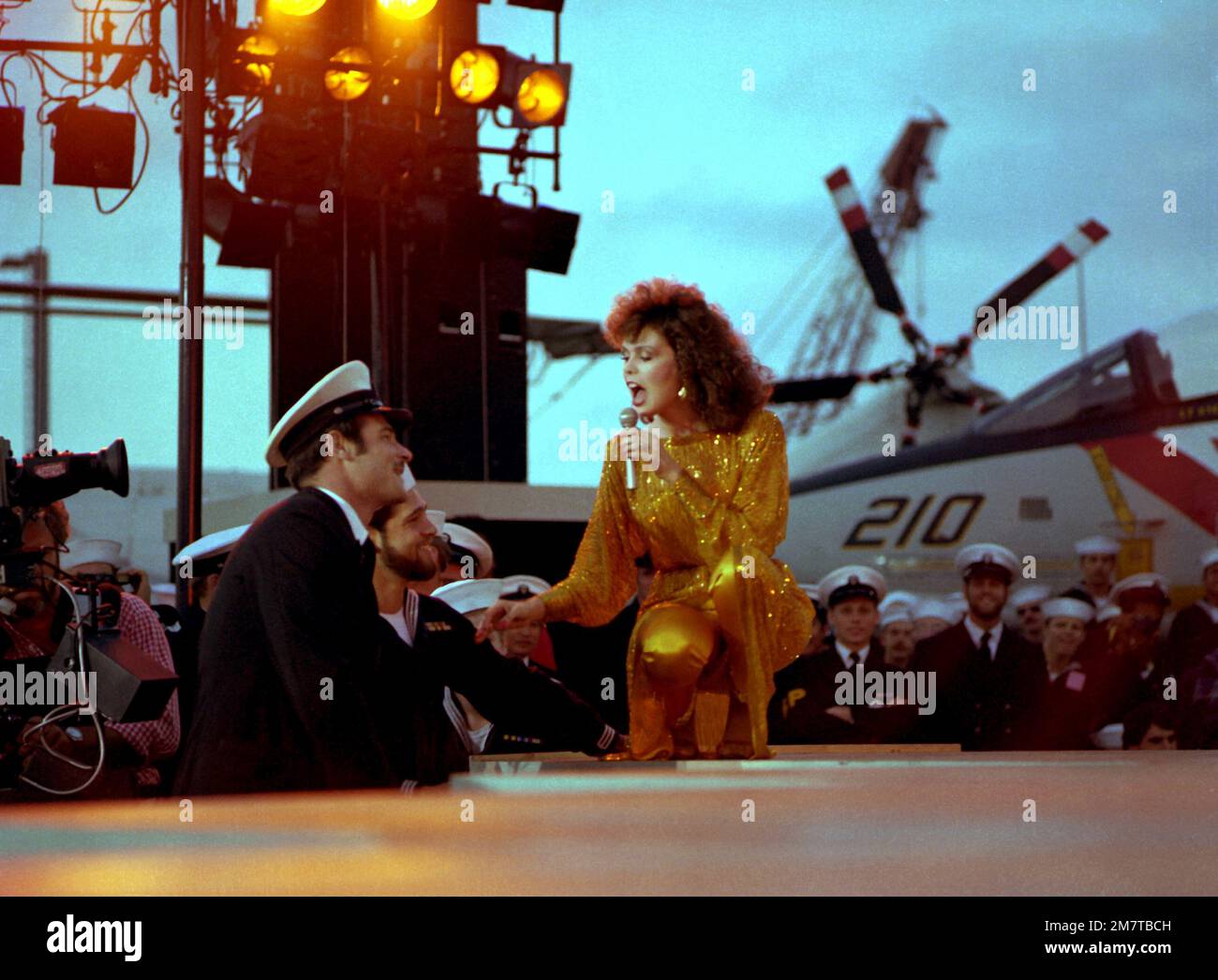 Marie Osmond entertains the crew aboard the aircraft carrier USS RANGER ...