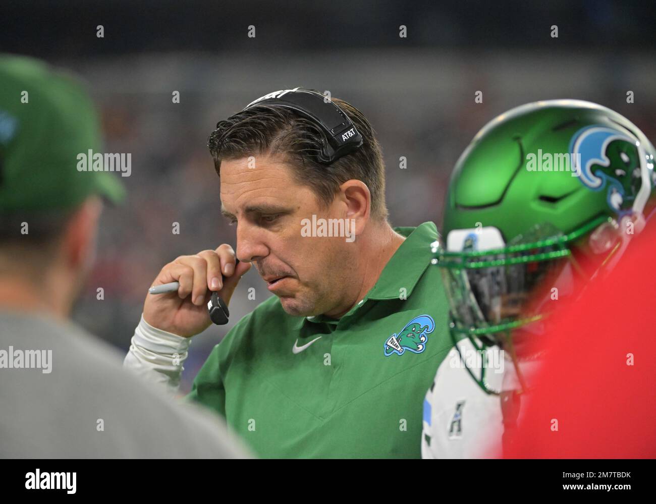 Arlington, Texas, USA. 2nd Jan, 2023. Tulane Green Wave wide receivers ...