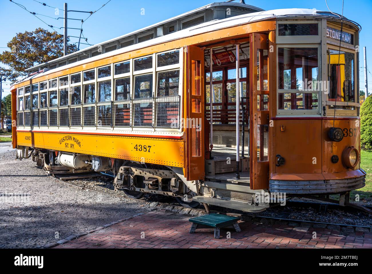 outside view of No 4387 trolley car used to take visitors for a ride at ...