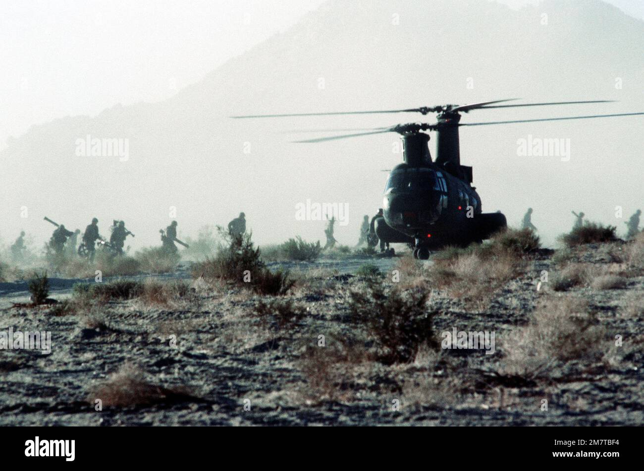 One of the Marine CH-46 Sea Knight helicopters taking part in a ...