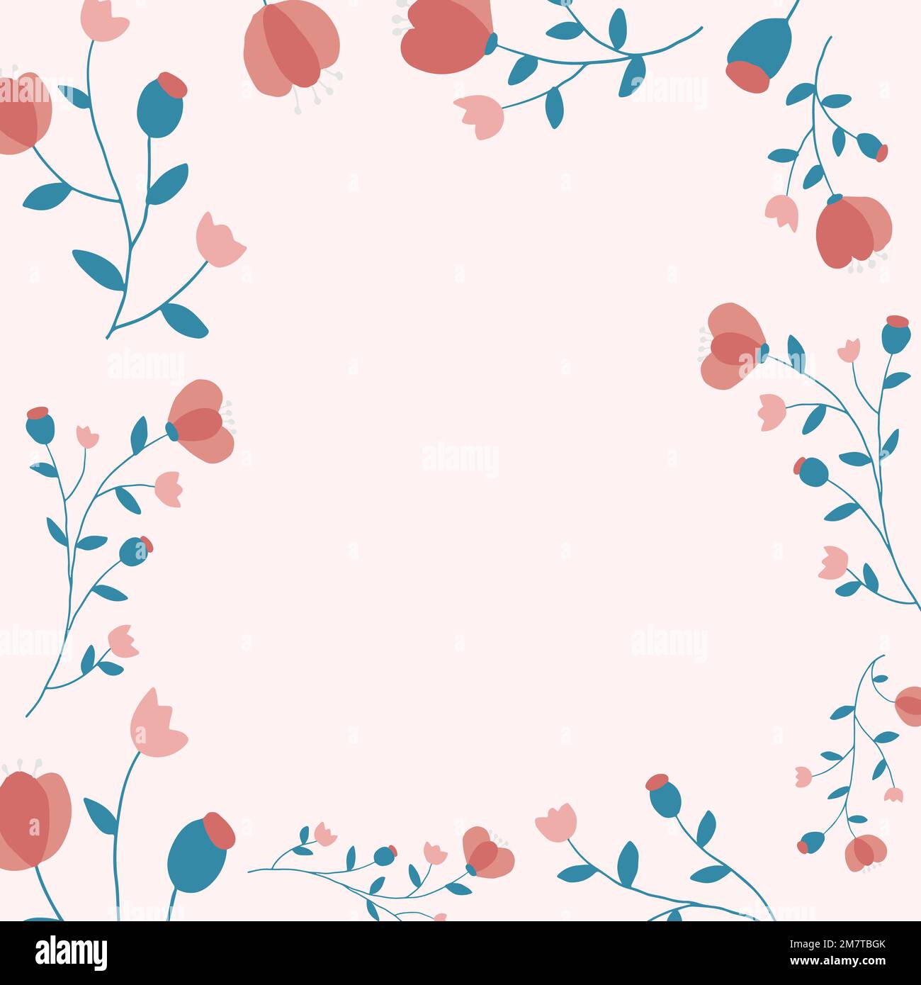 Pink floral frame background vector feminine style Stock Vector Image ...