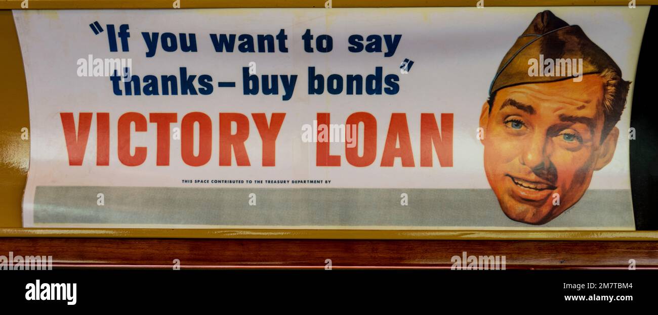 Victory Loan ad on a trolley car Stock Photo - Alamy