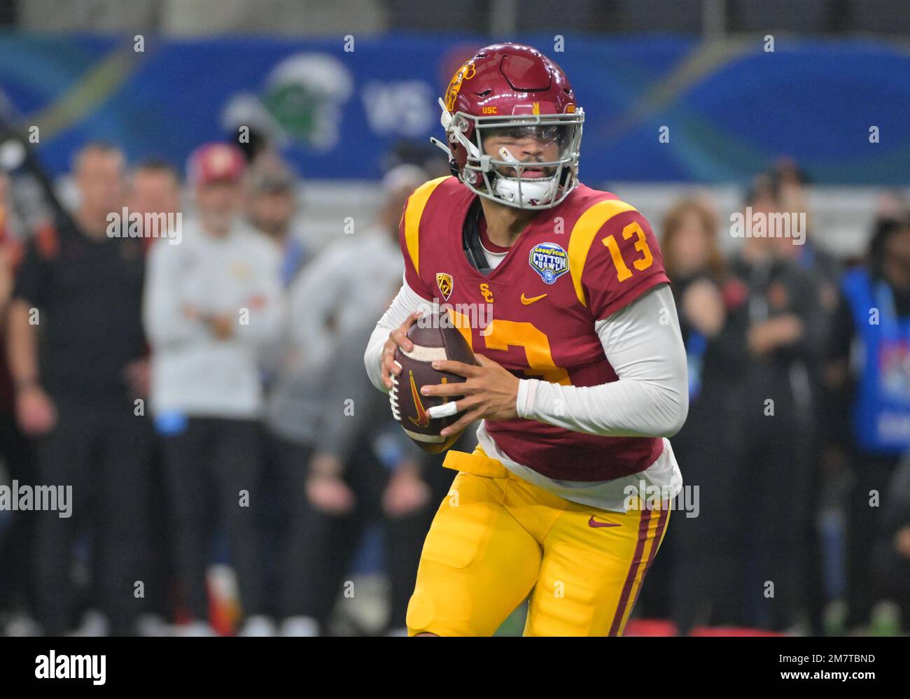 Arlington, Texas, USA. 2nd Jan, 2023. USC Trojans quarterback Caleb ...