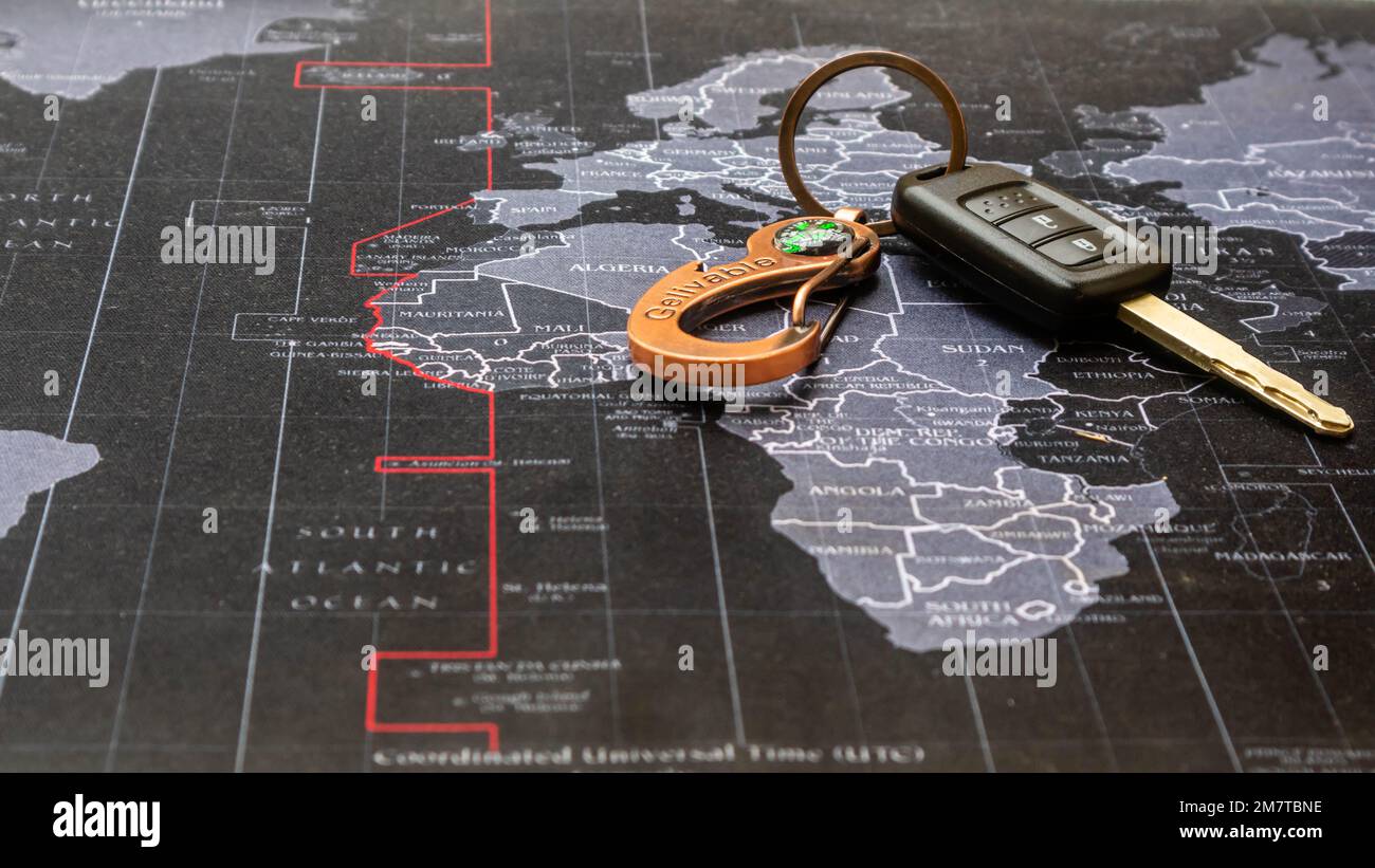 black car key over black map Stock Photo - Alamy