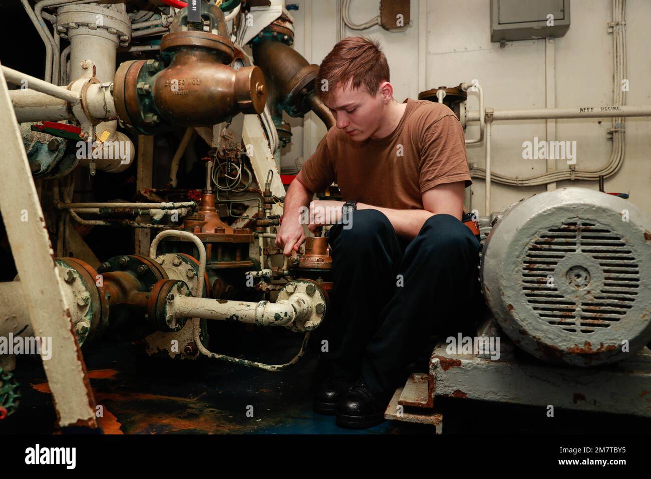 PHILIPPINE SEA (May 13, 2022) Damage Controlman Fireman Luke Thorpe ...