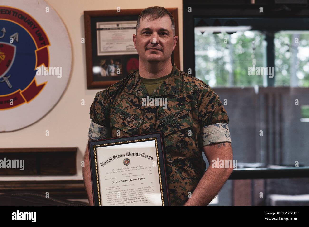 U.S. Marine Corps Master Gunnery Sgt. Nicholas Hamblen, poses for a ...