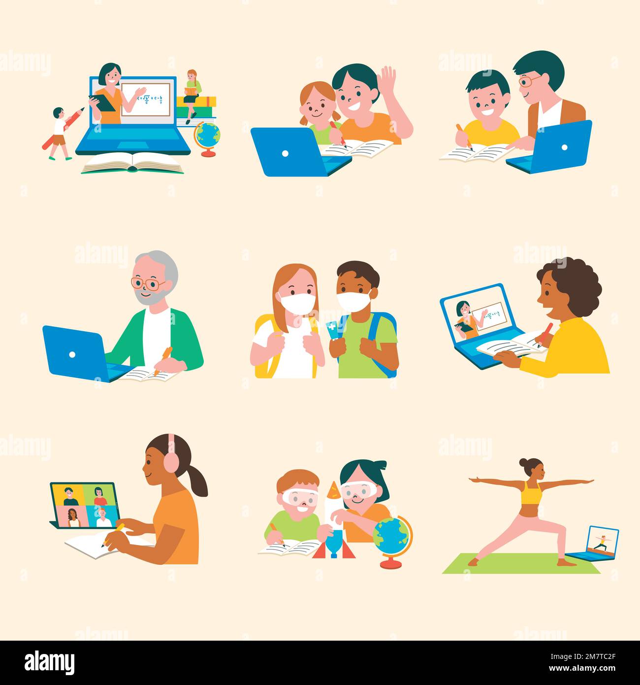 Online education vector character flat graphic set Stock Vector Image ...