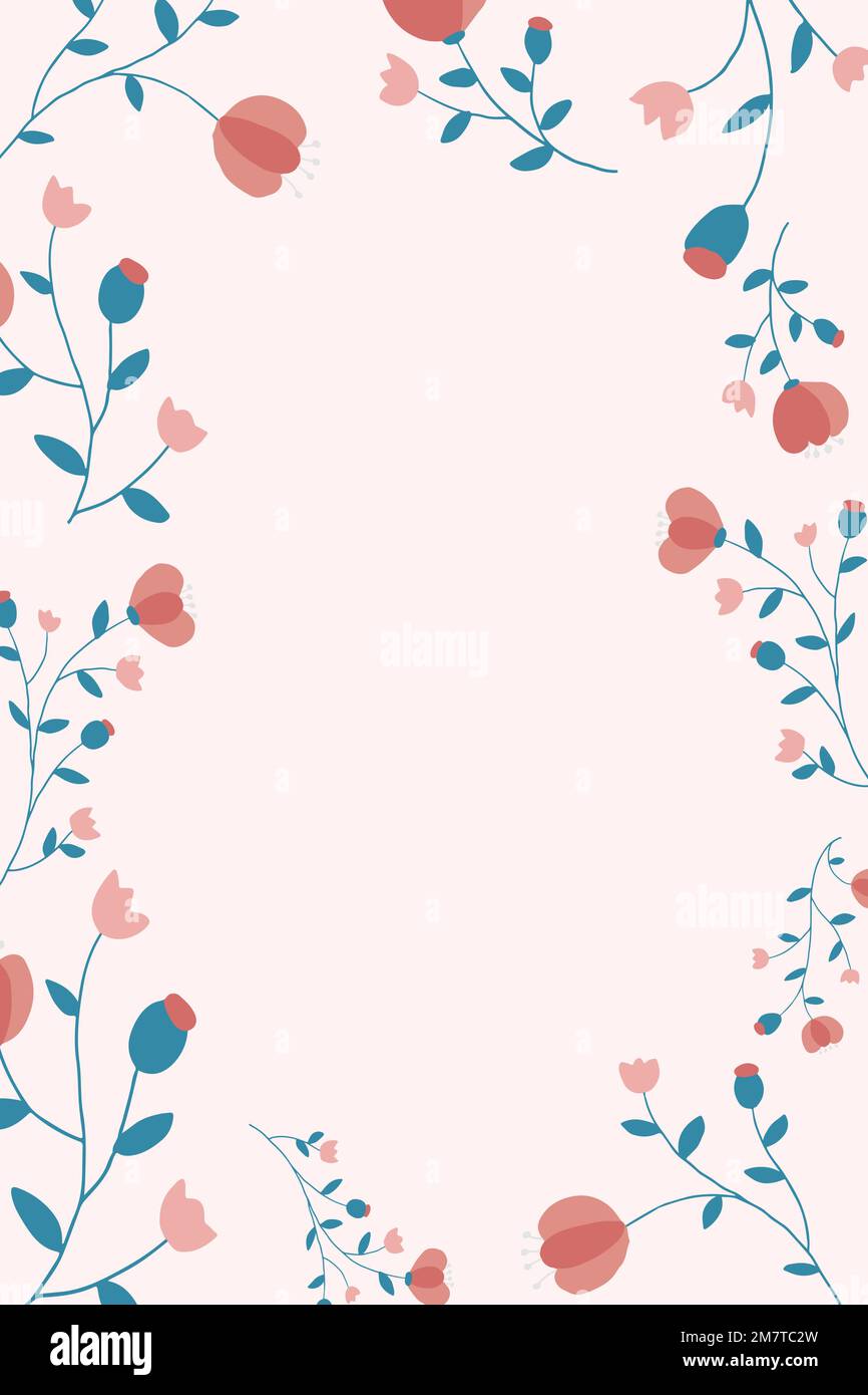 Pink floral frame background vector feminine style Stock Vector Image ...
