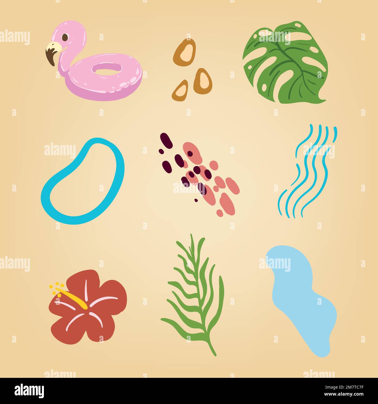 Tropical summer sticker collection design resource vector Stock Vector ...