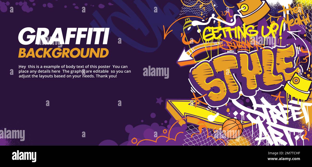Colorful Graffiti Wall Art Background Street Art Hip-Hop Urban Vector ...