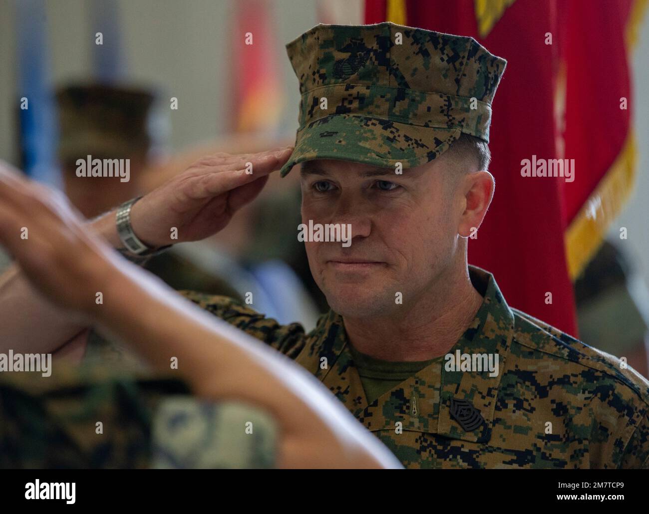 U.S. Marine Corps Sgt. Maj. Sean Greenleaf, outgoing sergeant major ...