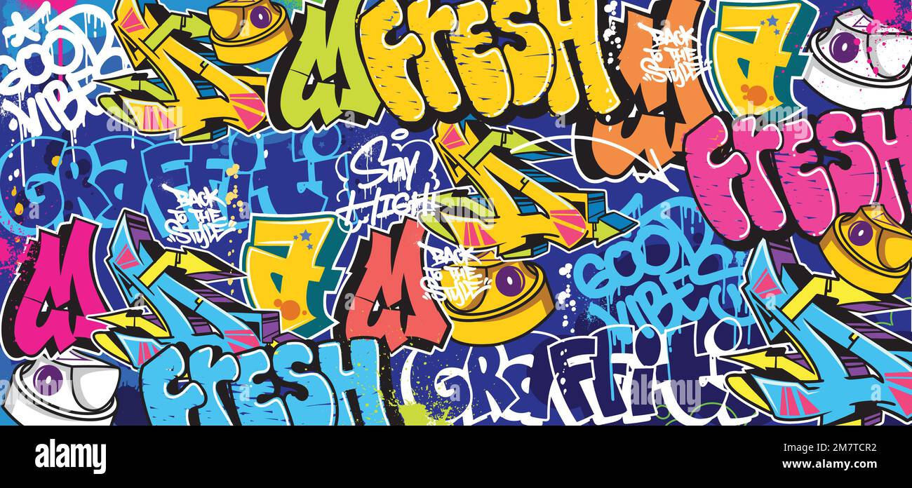 Colorful Graffiti Wall Art Background Street Art Hip-Hop Urban Vector ...