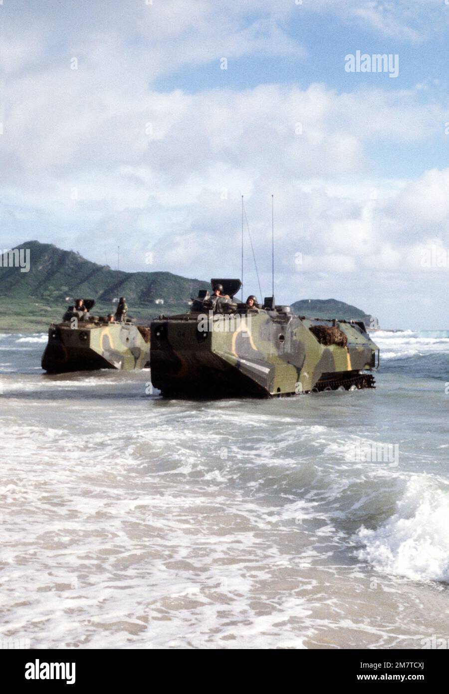 LVTP-7 tracked landing vehicles from Co. D, 3rd Marines, 3rd Mar. Div ...