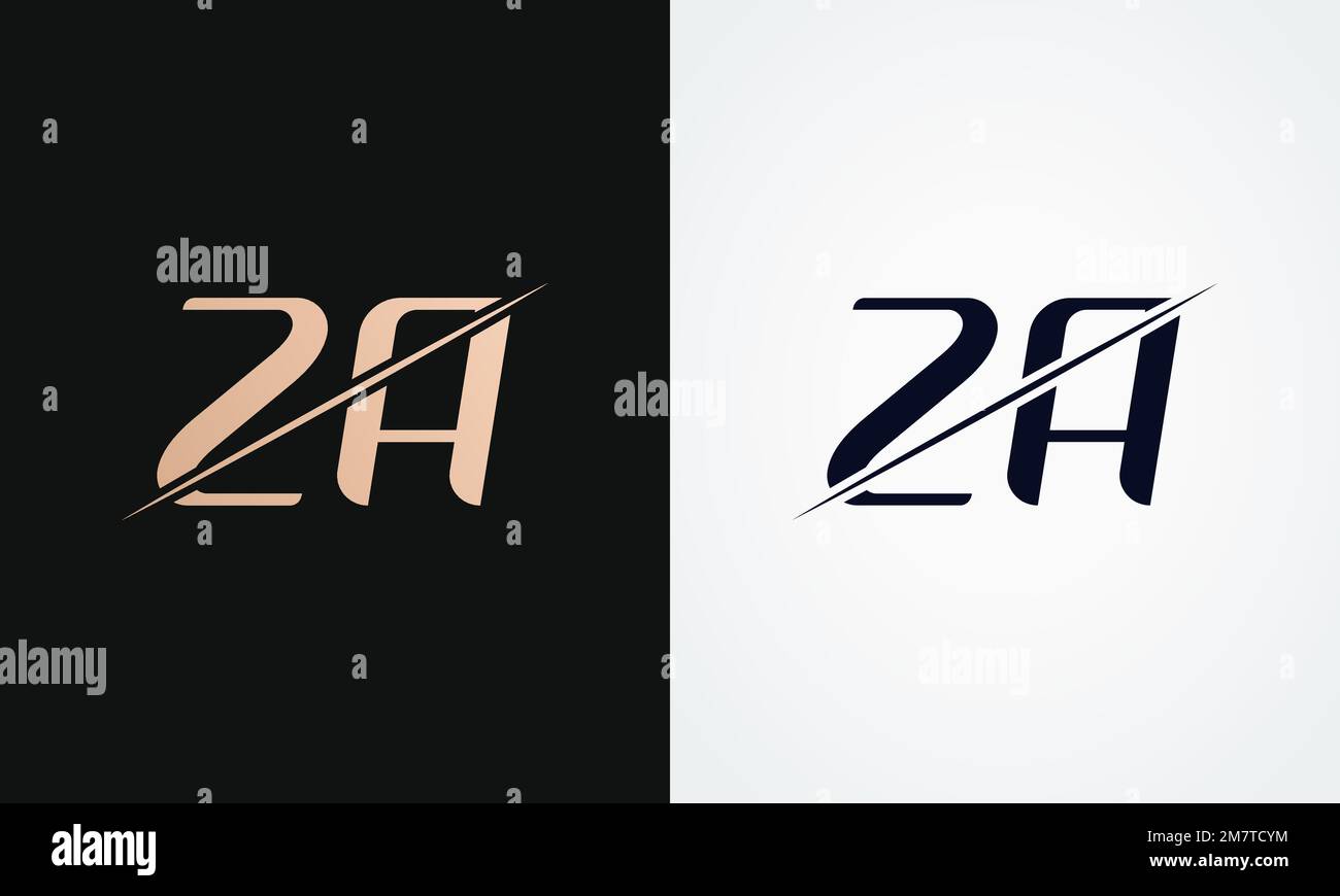 Za Letter Logo Design Vector Template. Gold And Black Letter Za Logo ...