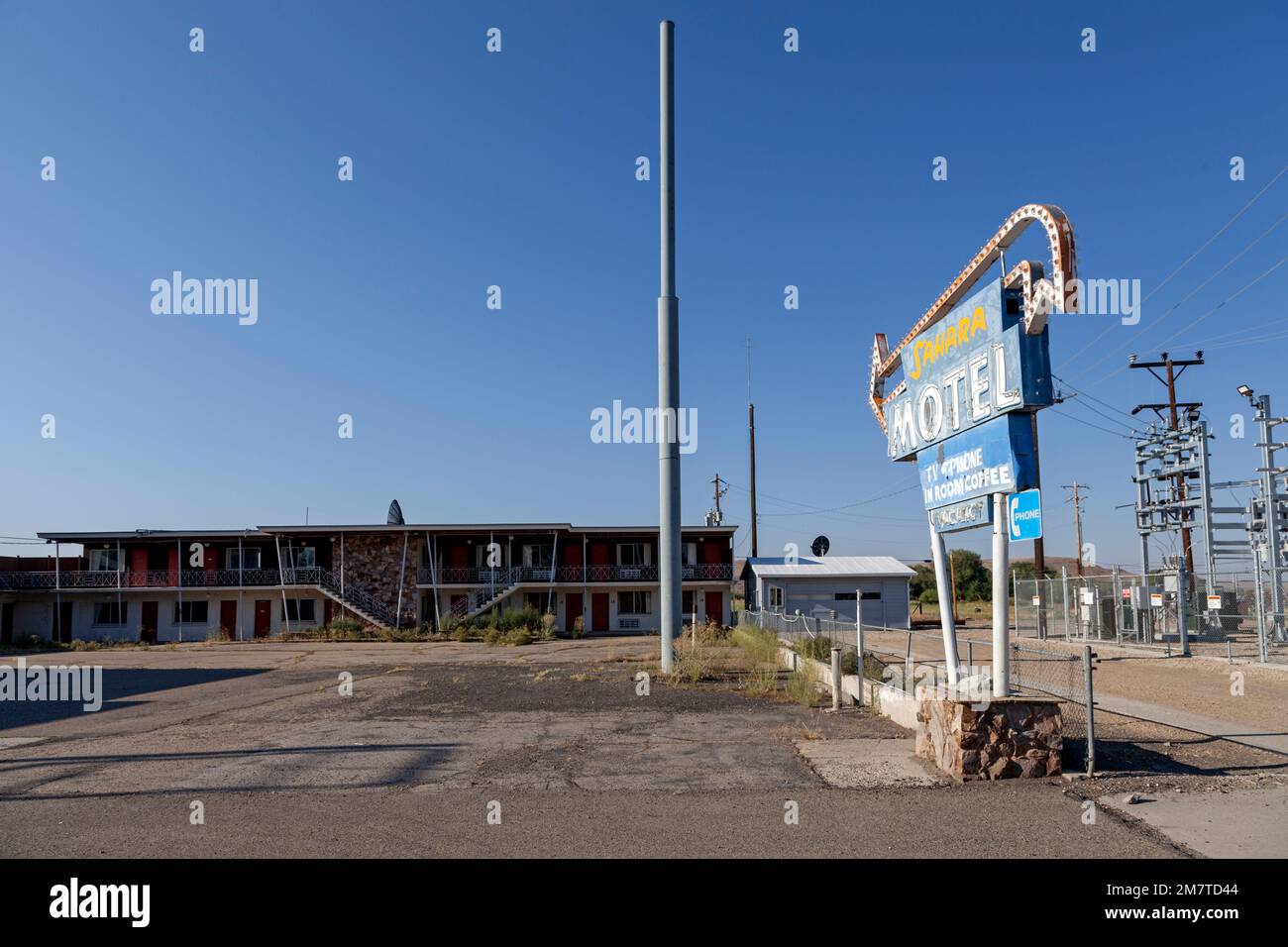 Sign for the closed down Sahara Motel along US 95 in Jordan Valley ...