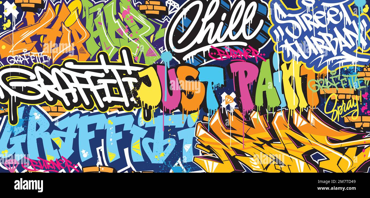 Colorful Graffiti Wall Art Background Street Art Hip-Hop Urban Vector ...