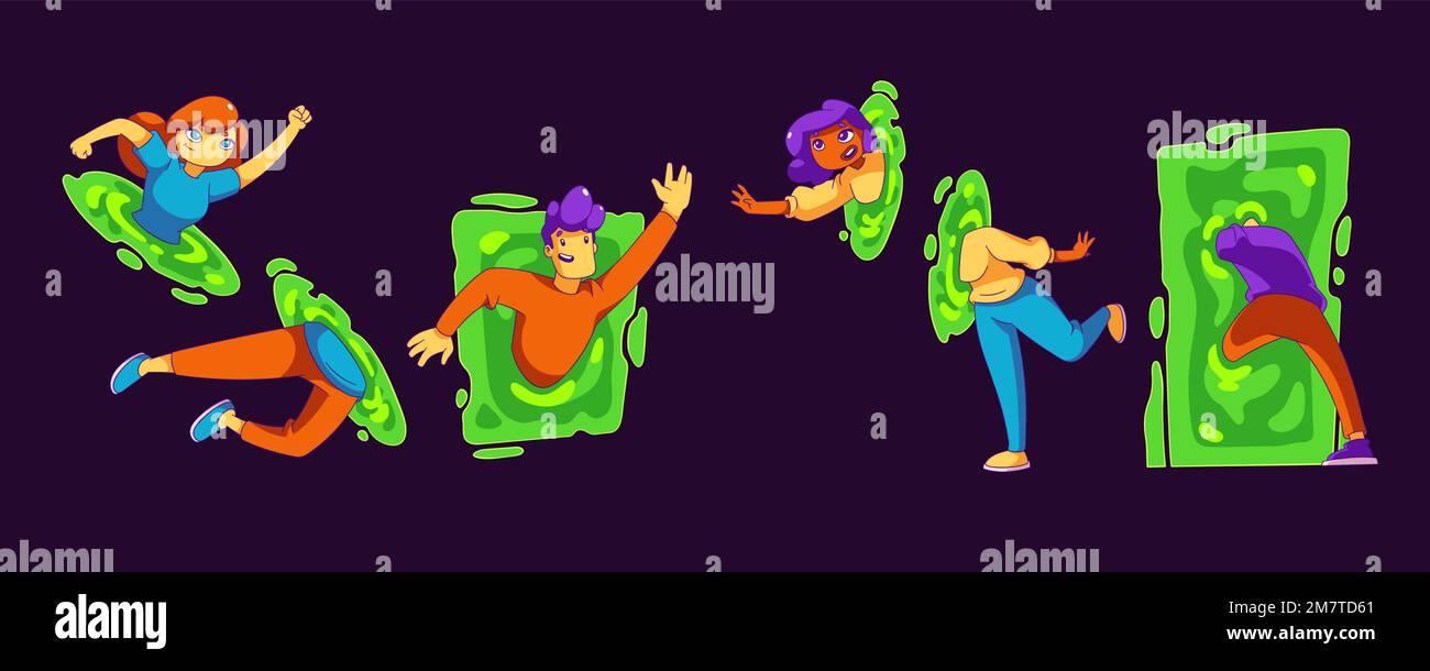 People go through portals or teleport. Concept of travel in time and ...