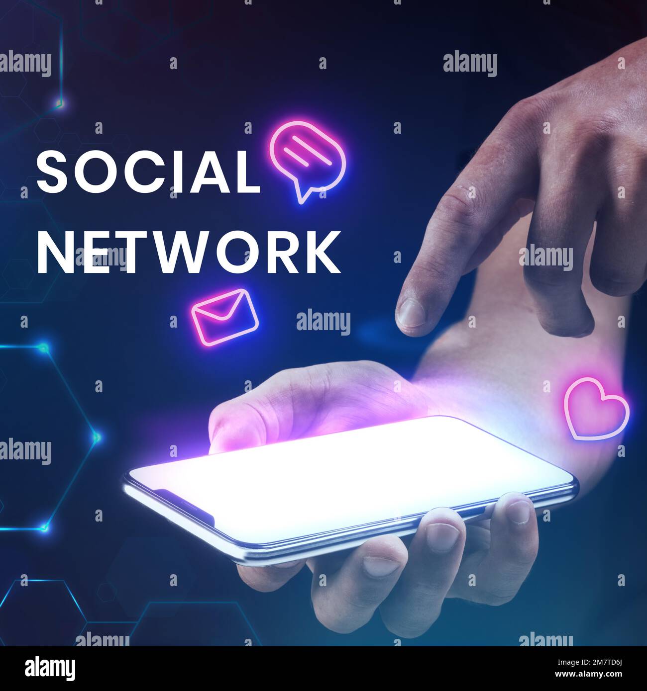 Social network banner template vector with smartphone background Stock ...