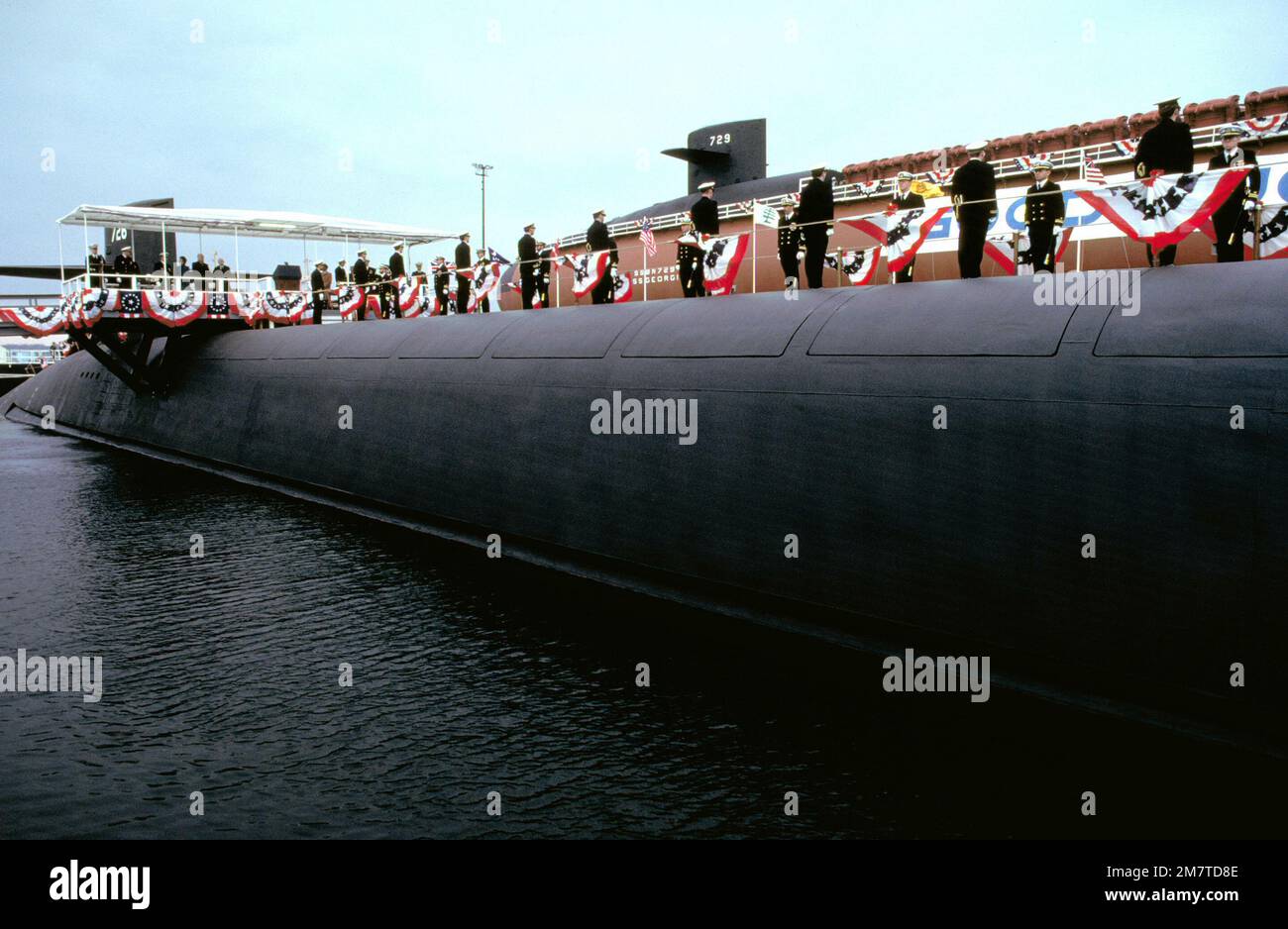A starboard side view of the nuclear-powered ballistic missile ...