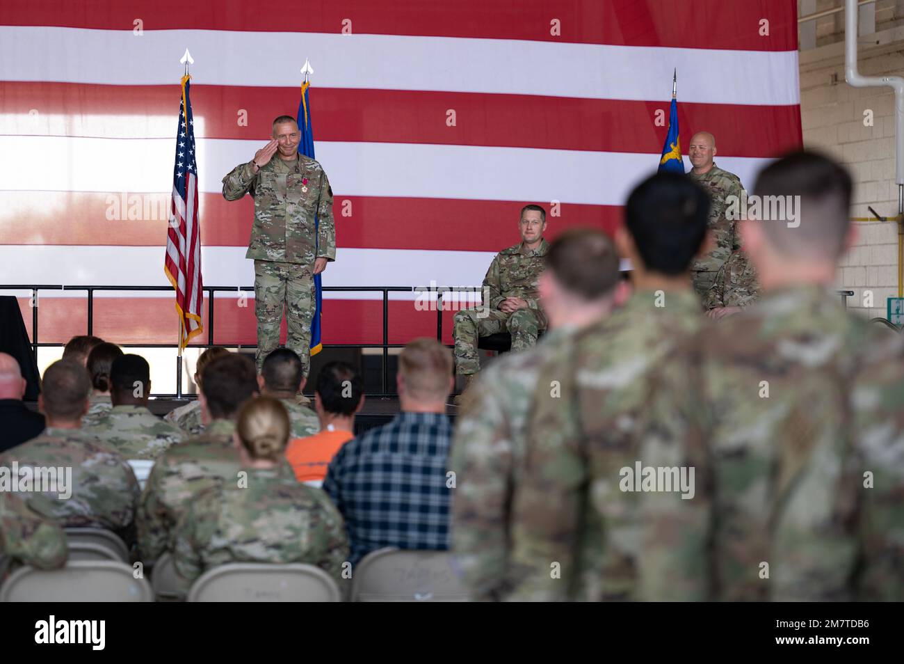 Col. Brady Wilkins, outgoing 7th Maintenance Group commander, gives his ...