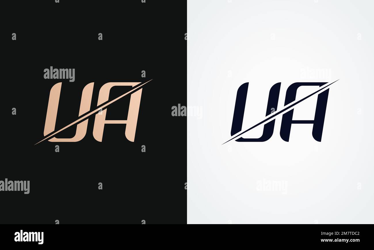 Ua Letter Logo Design Vector Template. Gold And Black Letter Ua Logo ...