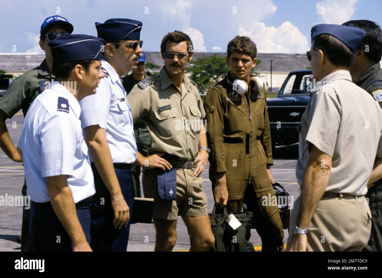 U.S. and Australian officers discuss the upcoming Cope Thunder exercise ... U.S. and Australian officers discuss the upcoming Cope Thunder exercise ...