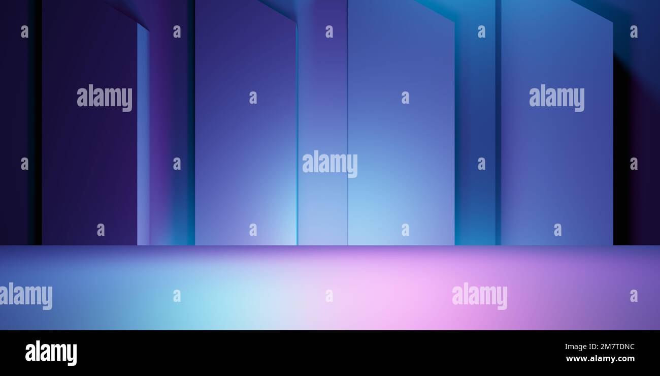 3d rendering of purple and blue abstract geometric background. Scene ...