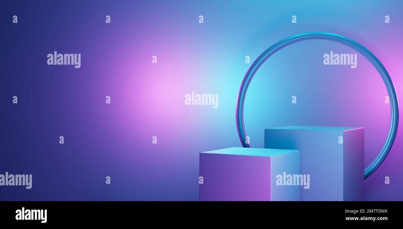 3d rendering of purple and blue abstract geometric background. Scene ...