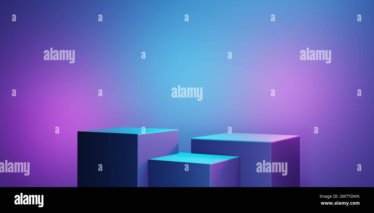 3d rendering of purple and blue abstract geometric background. Scene ...