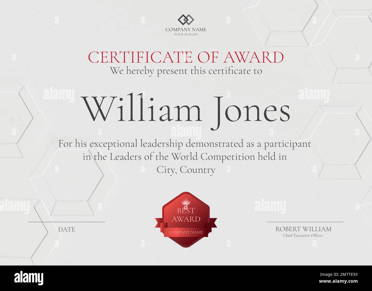 Professional award certificate template vector in white abstract design ...
