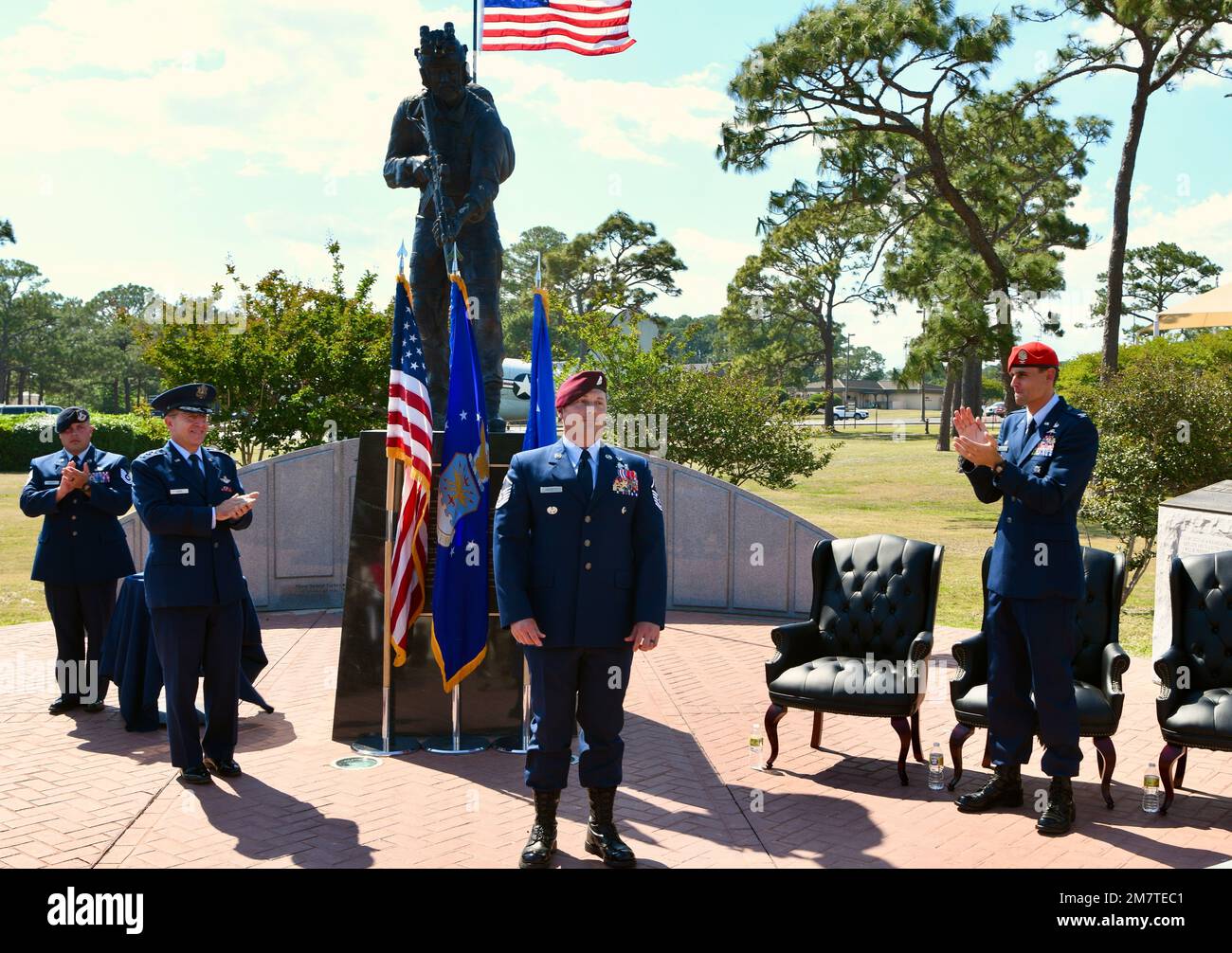 Members of Air Force Special Operations Command applaud as Master Sgt ...