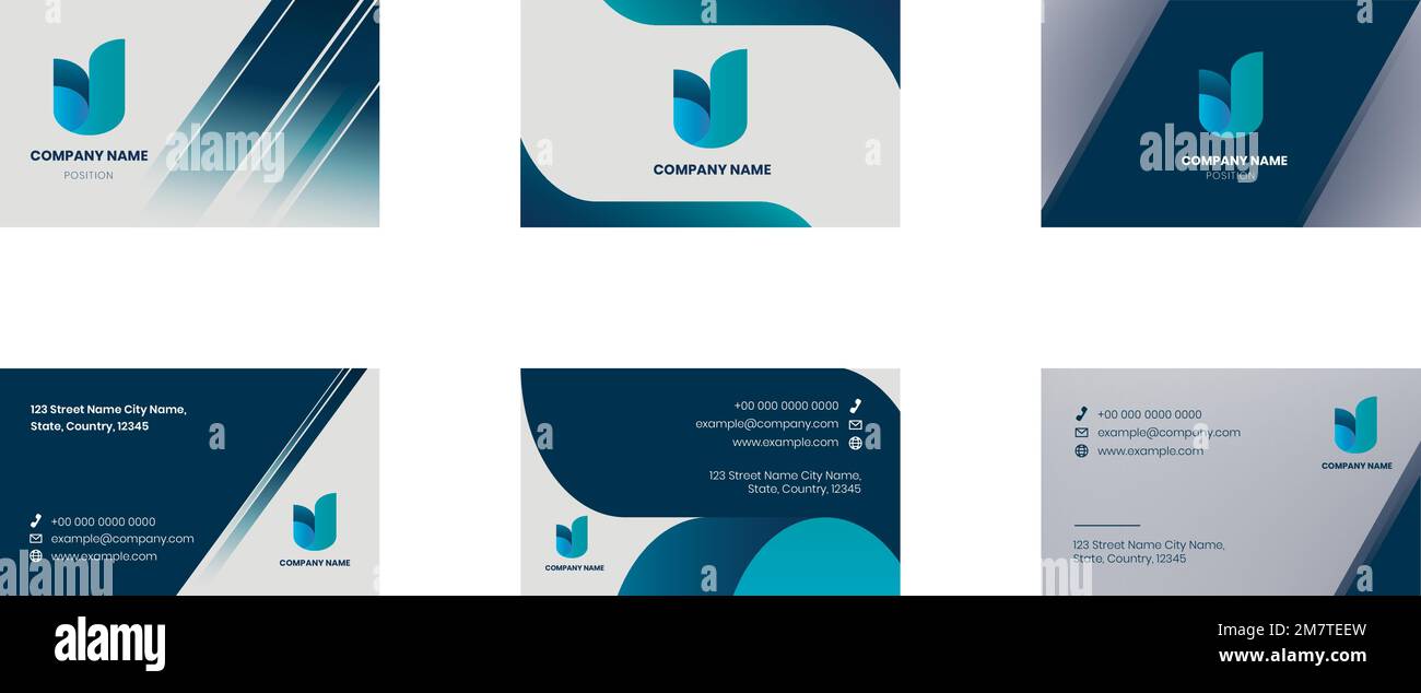 Business card editable template vector blue tone set Stock Vector Image ...