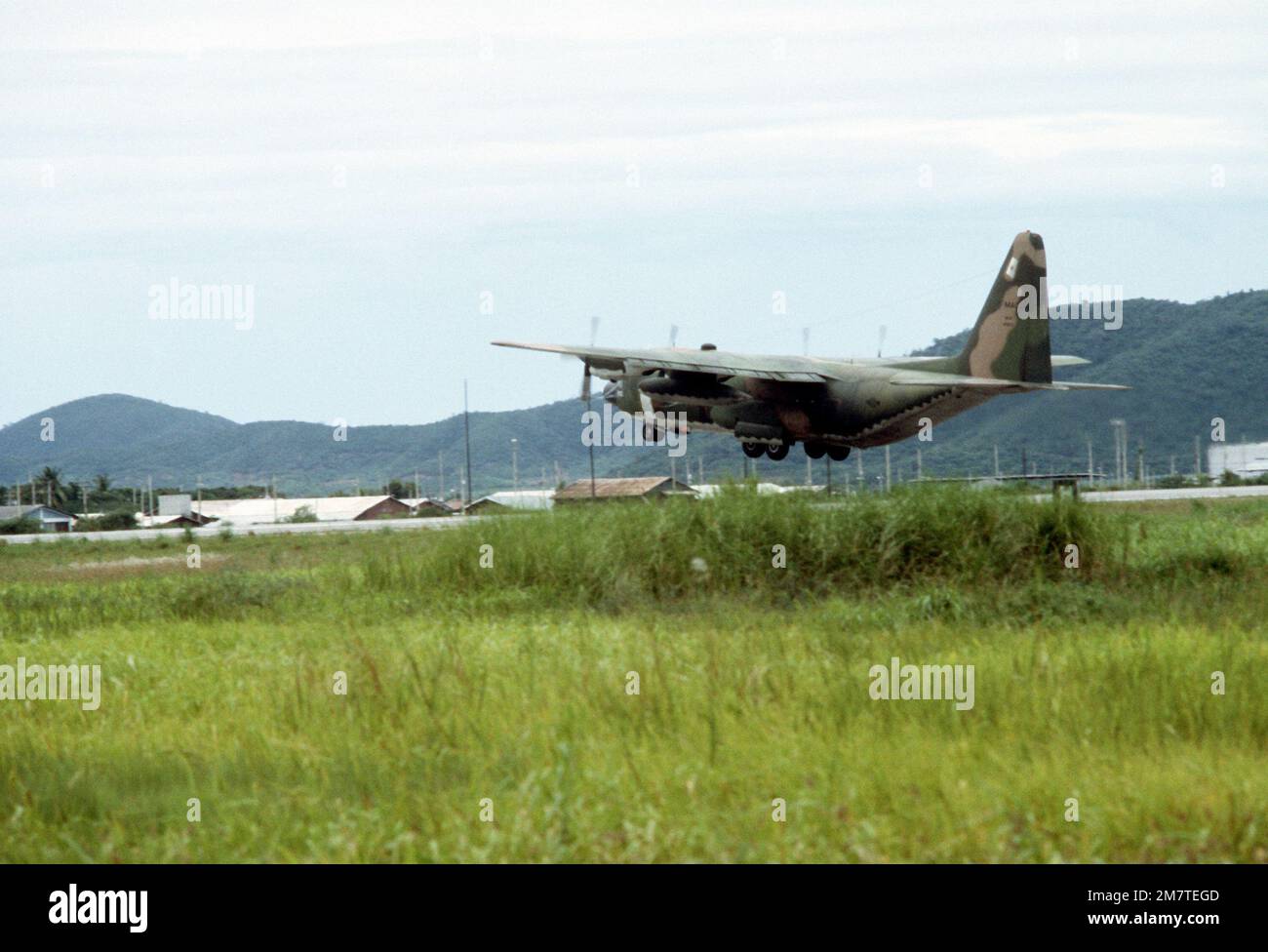 A view of a C-130 Hercules aircraft of the 21st Tactical Airlift ...