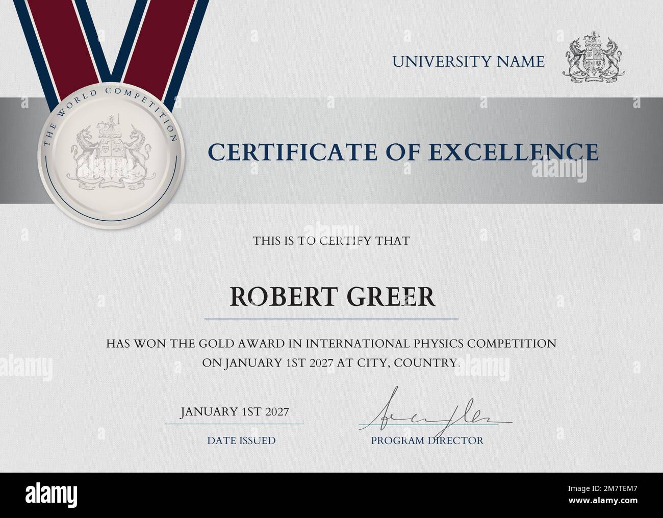 Professional award certificate template vector in silver classy design ...