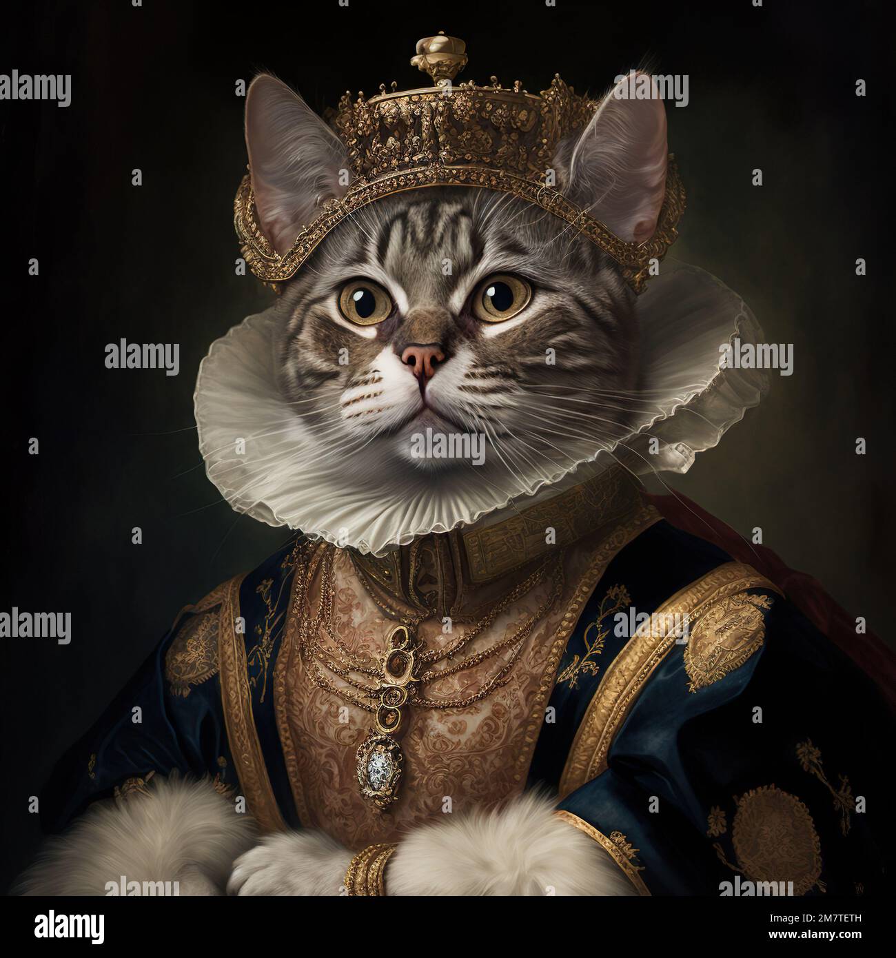 Portrait of cute cat wearing king costume and crown Stock Photo - Alamy