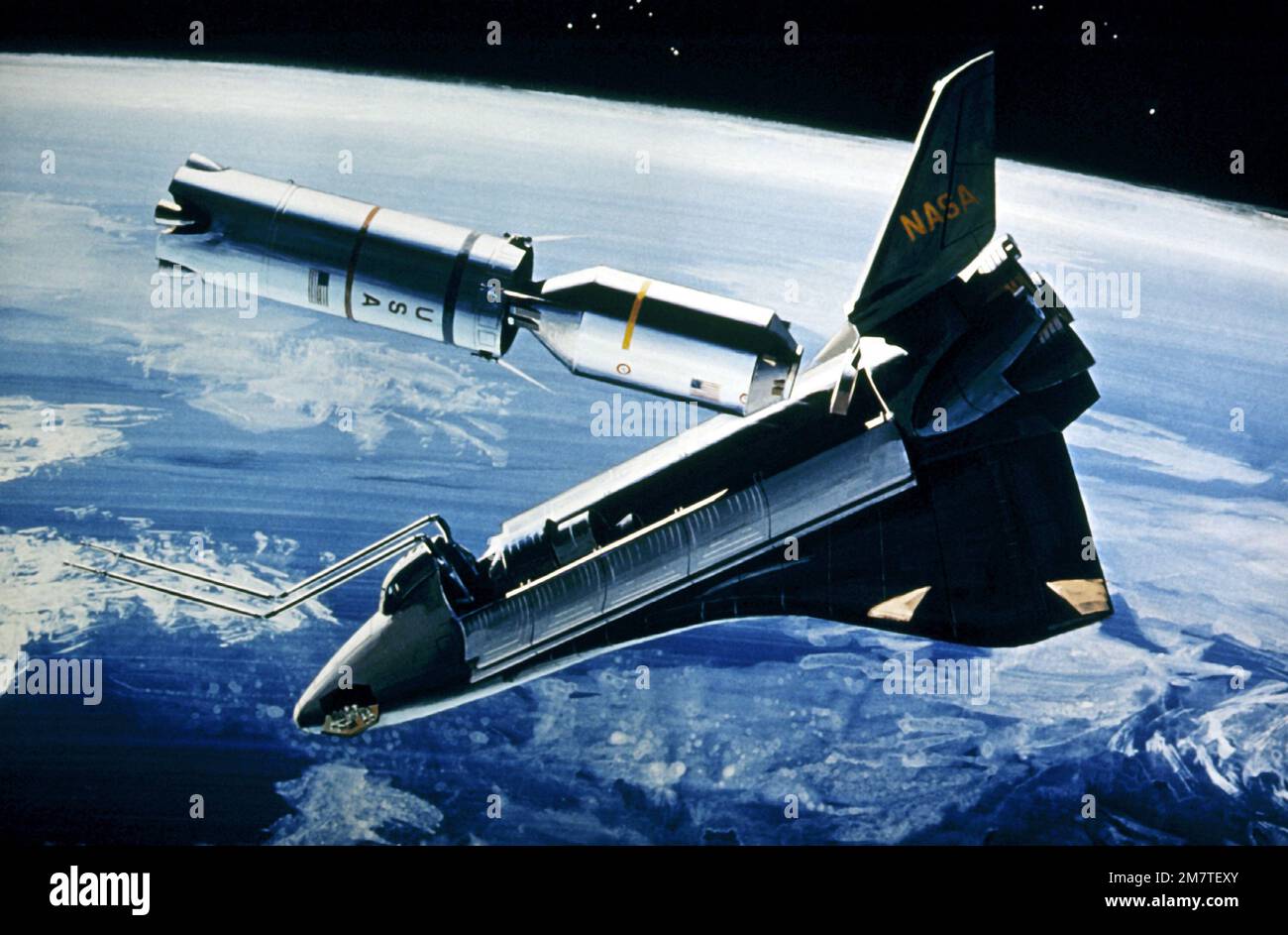 Artists Concept Of The Space Shuttle Orbiter Deploying A Module In