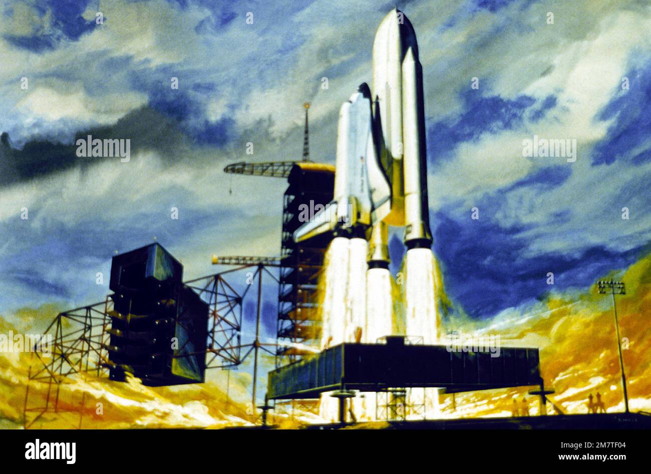 Artist's concept of the missile-mounted Space Shuttle Orbiter during ...