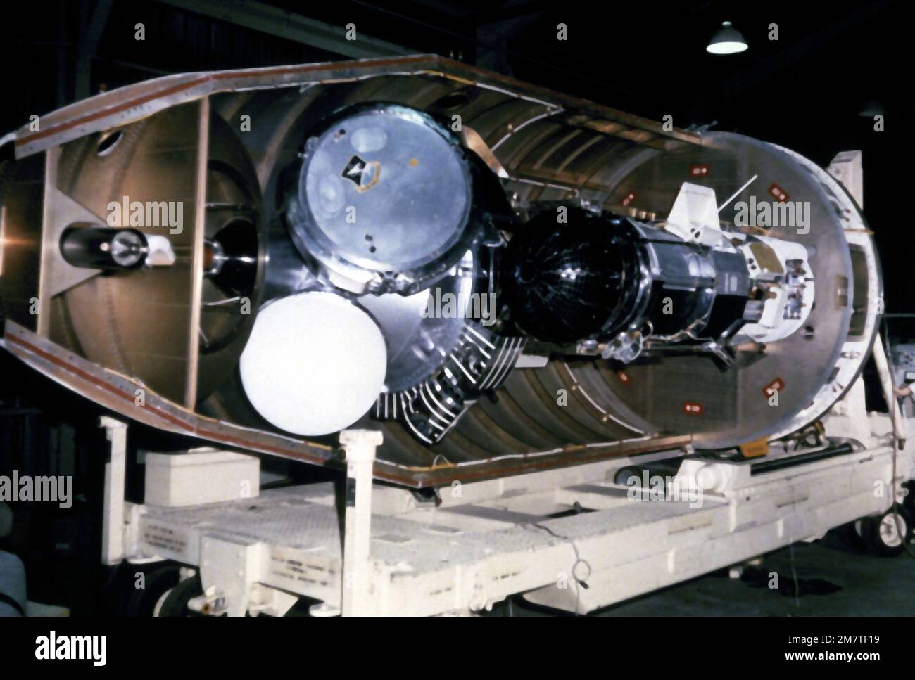 A view of a satellite installed in a fairing combined payload. Country ...