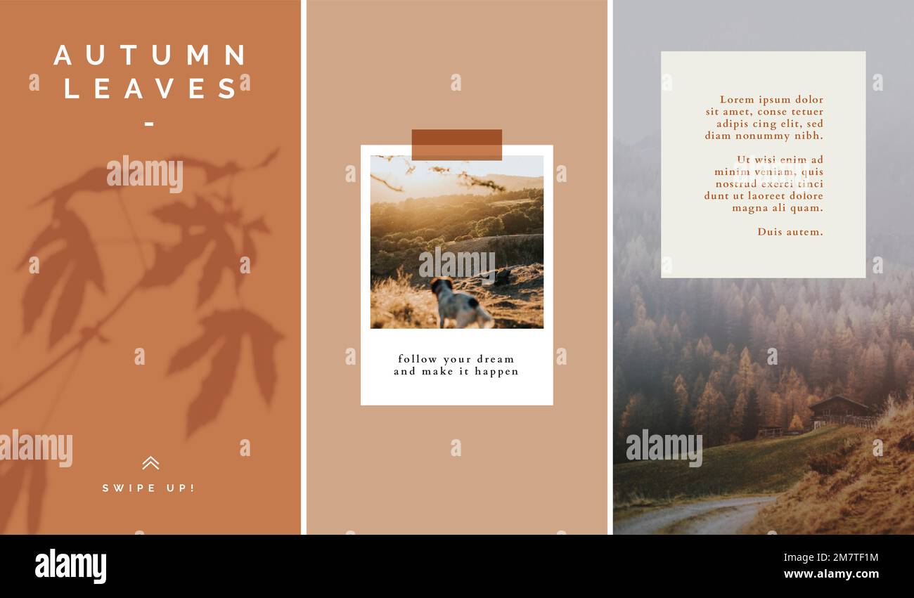 Autumn color tone social media blog mobile phone template vector Stock ...