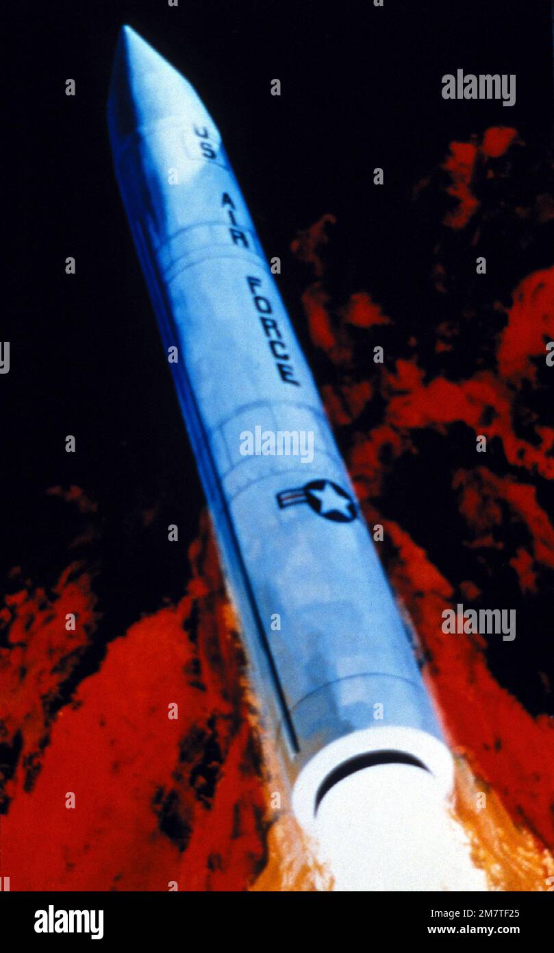 Artist's concept of an MX missile in flight after launch. Country: Unknown Stock Photo - Alamy