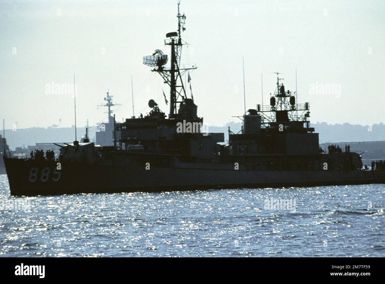 Port beam view of the destroyer USS JOHN R. CRAIG (DD-885), equipped ...