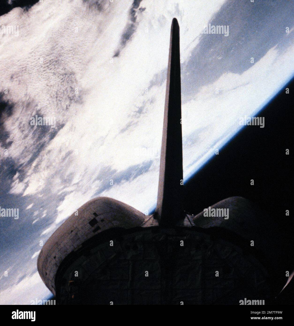 A view of the tail section and part of the cargo bay of the Columbia ...