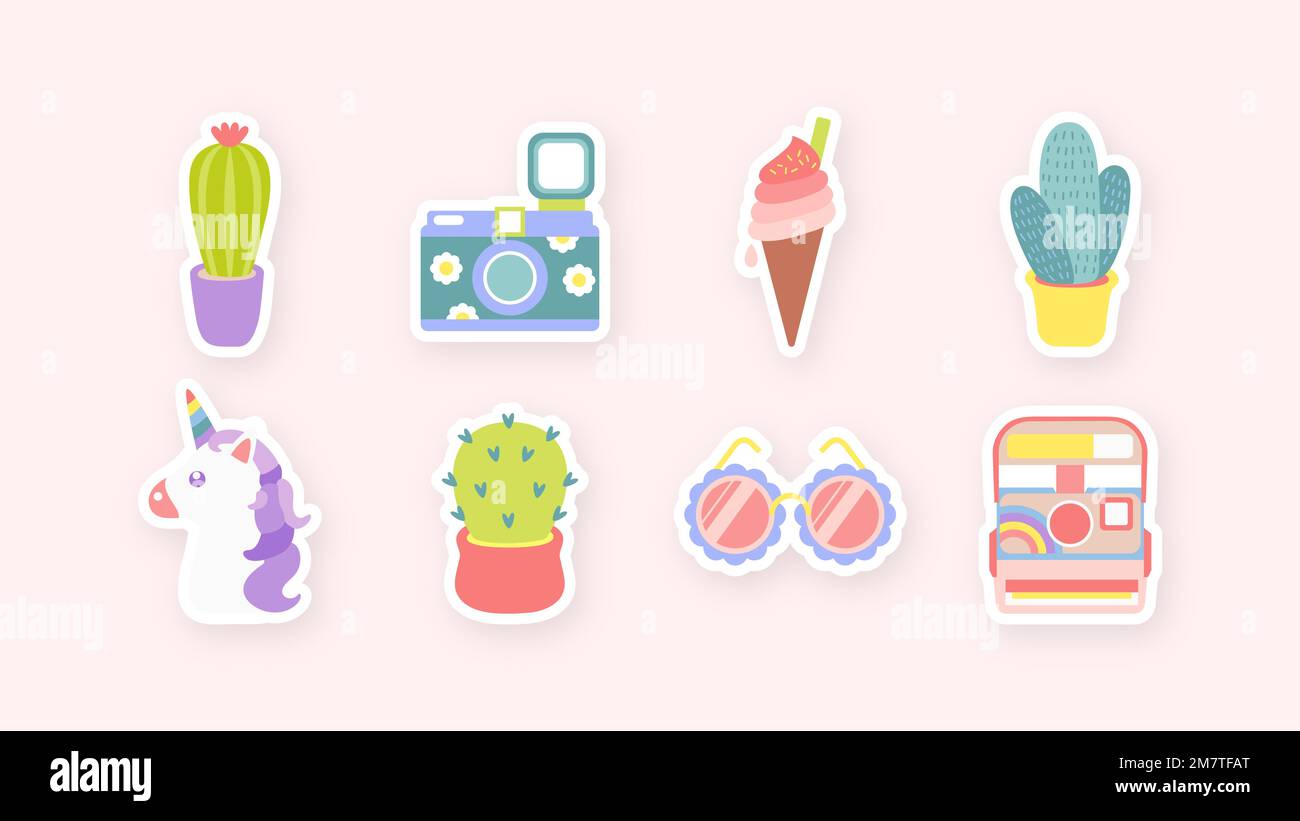 Cute sticker collection vector Stock Vector Image & Art - Alamy