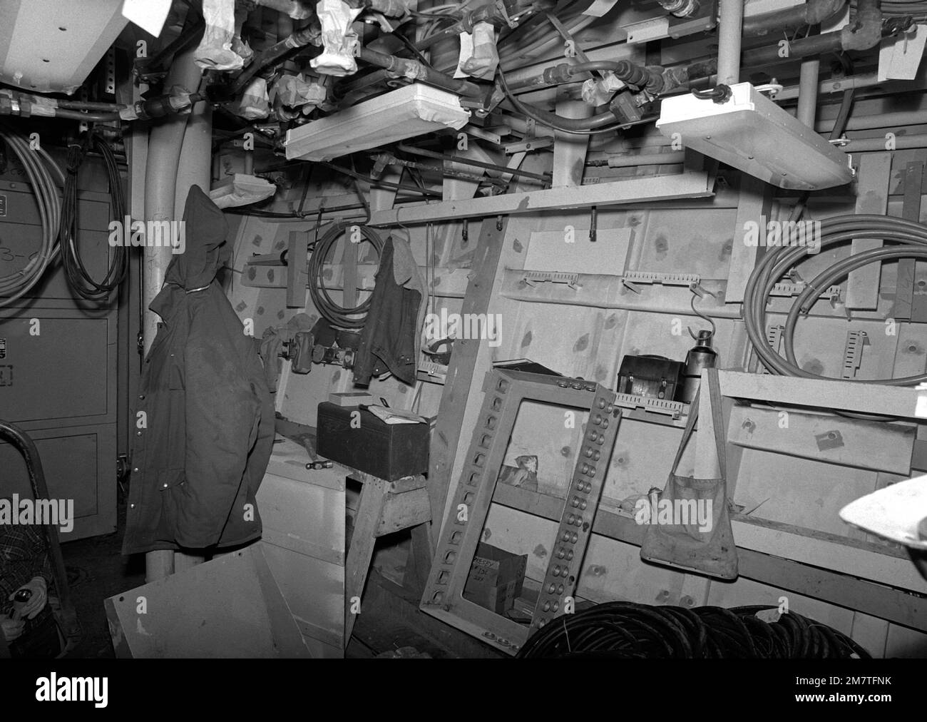 The sonar equipment room aboard the guided missile frigate UNDERWOOD ...