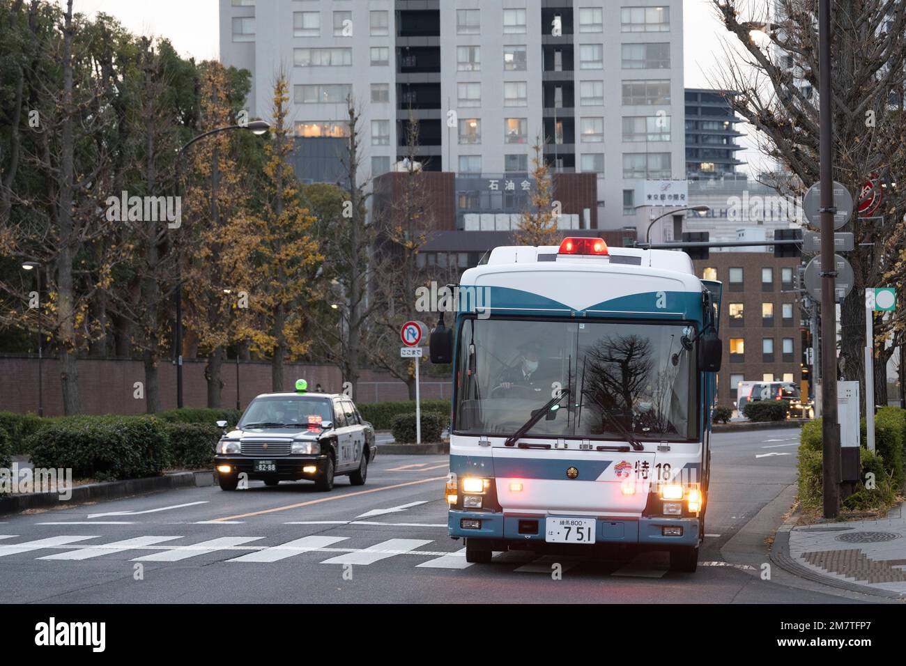 Tokyo, Japan. 6th Jan, 2023. A Tokyo Metropolitan Police Department bus ...