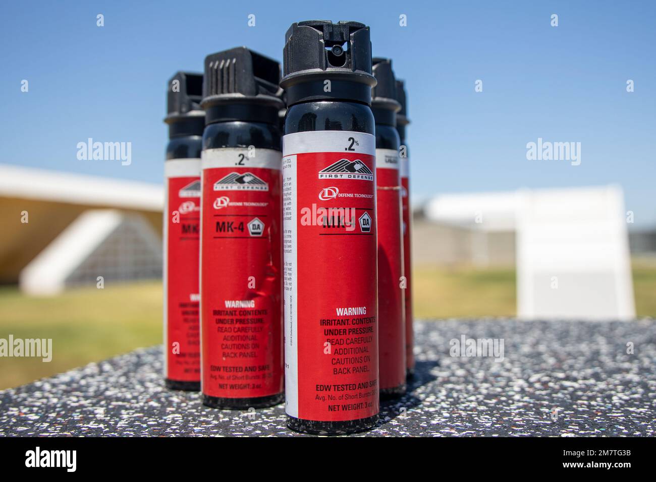 Oleoresin Capsicum spray cans are put on display during Security ...