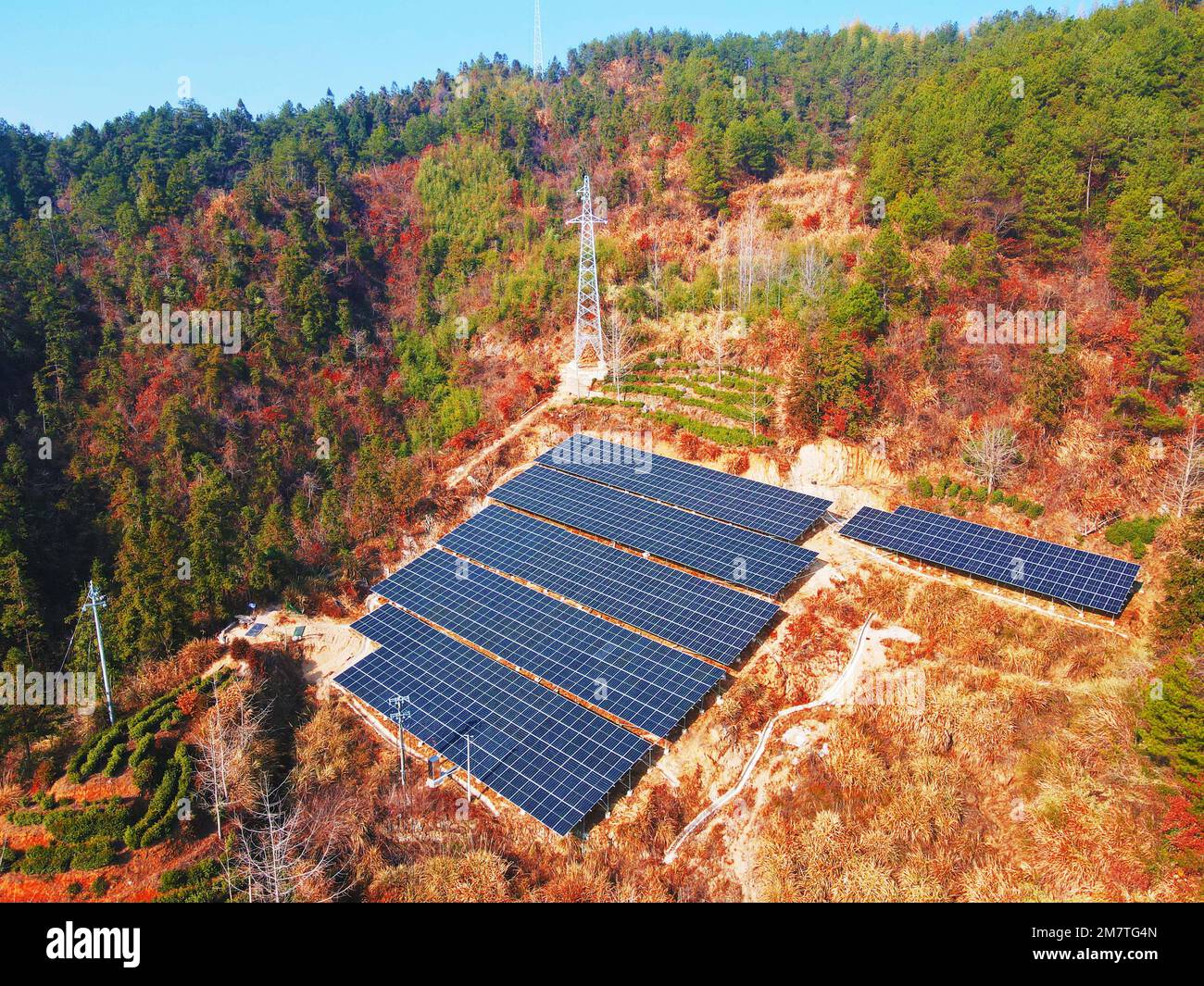 ANQING, CHINA - JANUARY 11, 2023 - Photovoltaic panels are seen in a ...