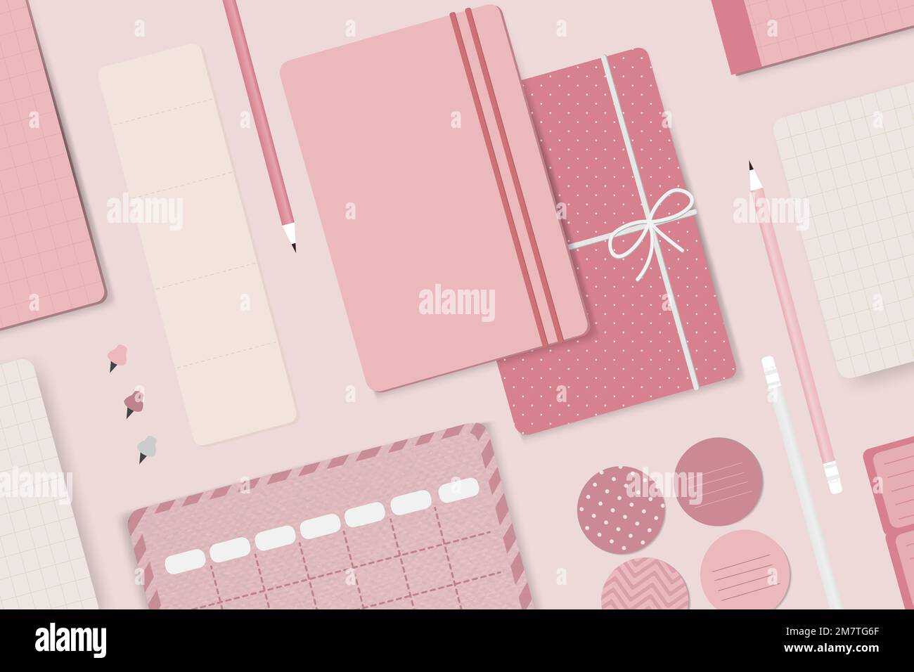 Pink stationery planner set vector Stock Vector Image & Art - Alamy
