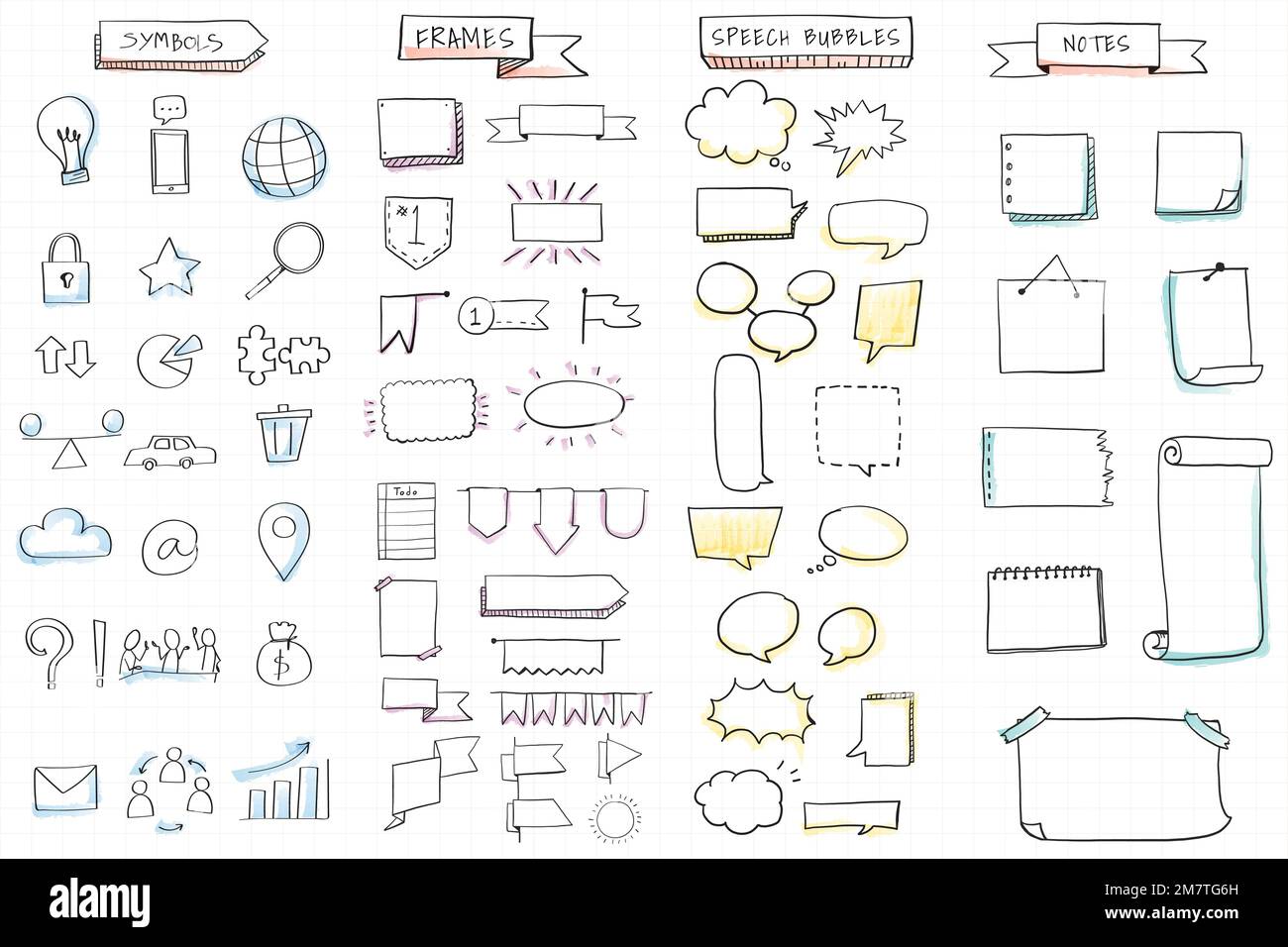 Hand drawn visual thinking elements vector set Stock Vector Image & Art ...