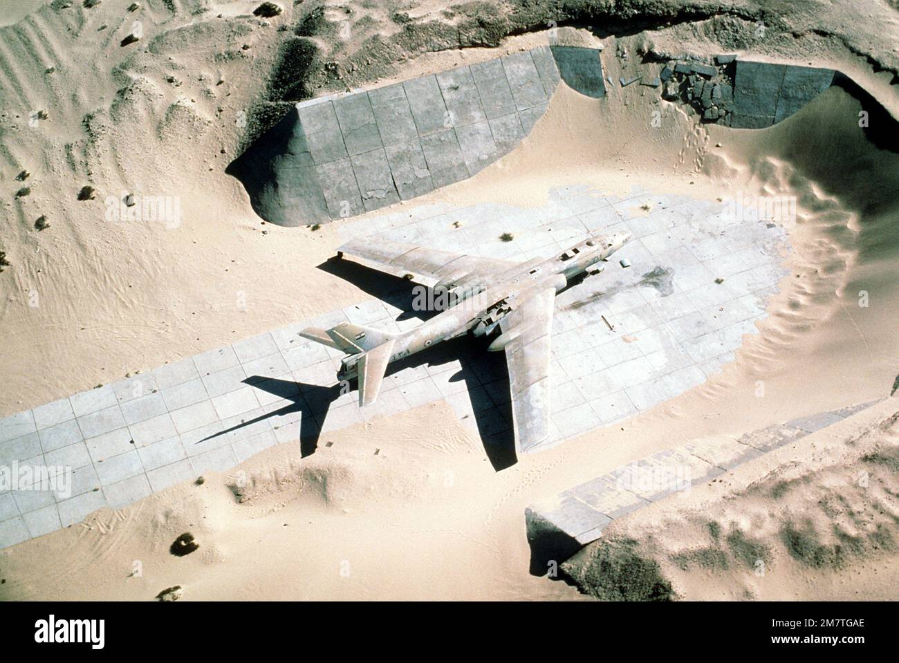 An aerial view of an Egyptian (Soviet built) Tu-16 Badger aircraft ...